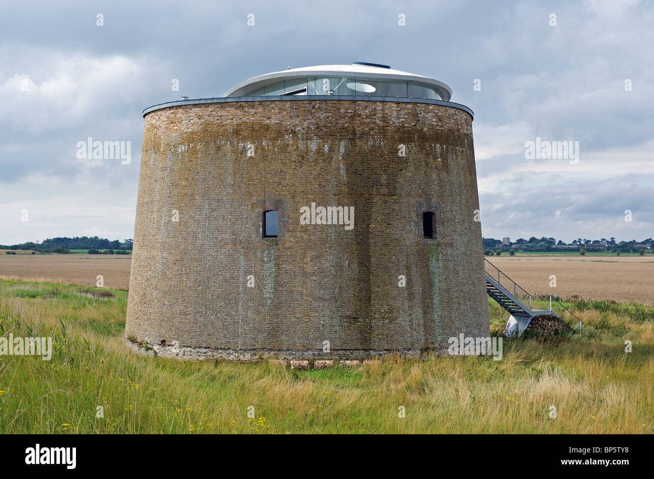 Martello tower converted into a home, Heritage coast, Suffolk, England ...