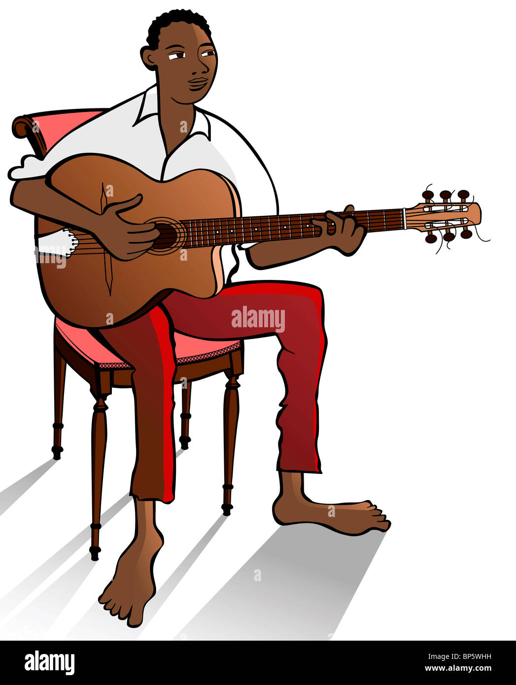 Vector illustration of an afro american jazz guitarist Stock Photo - Alamy