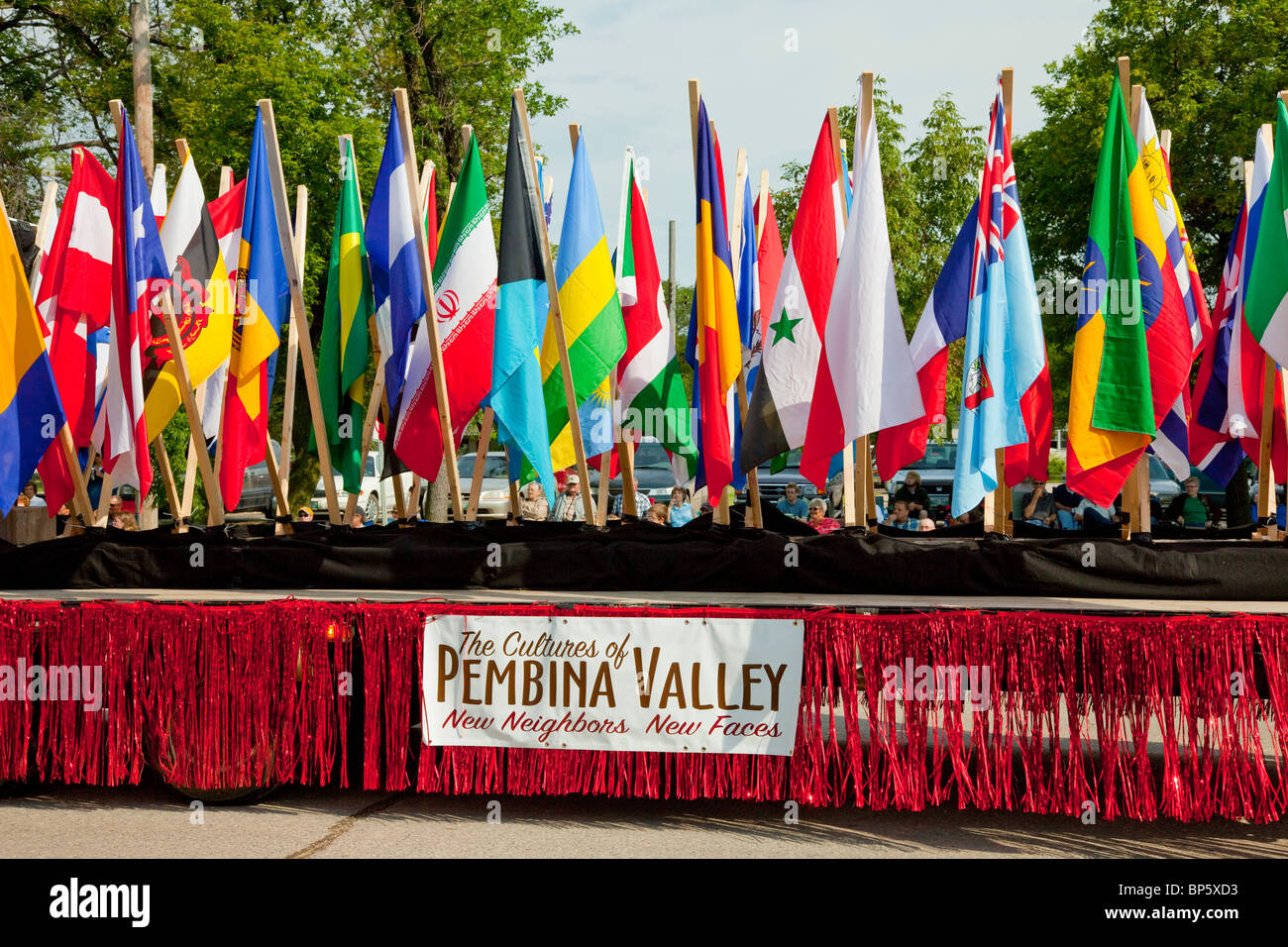 The Pembina Valley flag float at the 2010 Manitoba SunFlower Festival ...