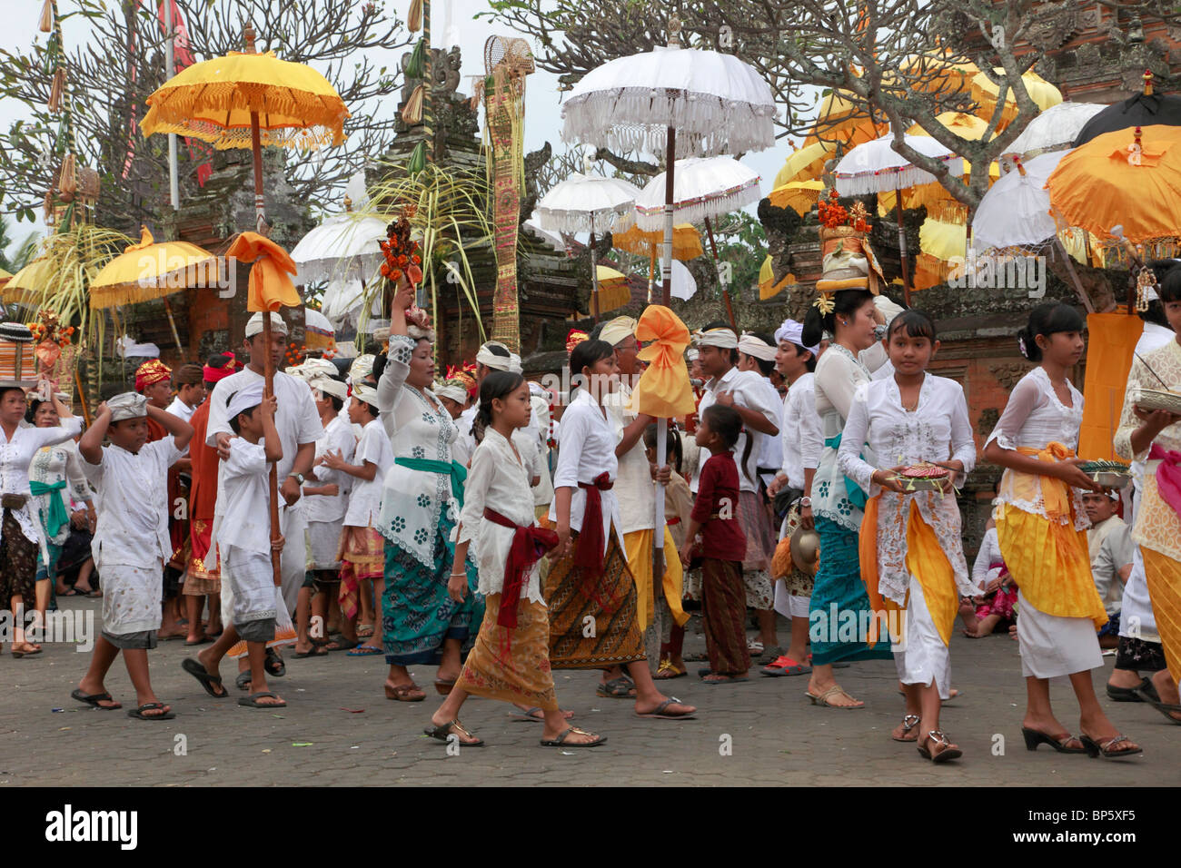 Indonesia, Bali, Mas, temple festival, people, odalan, Kuningan holiday ...