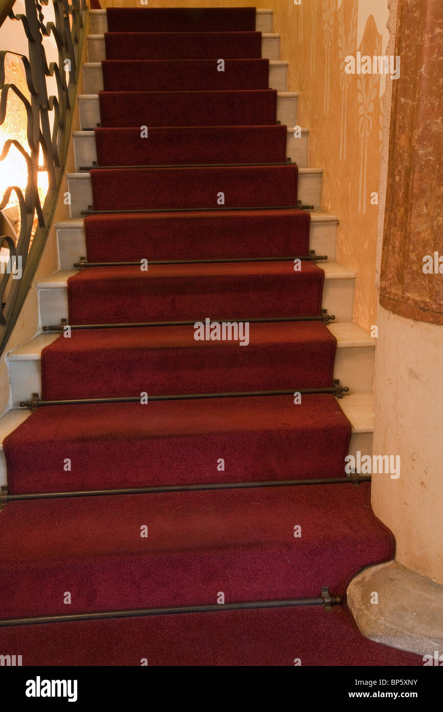 Barcelona general shot for luxury hotels stairs with red carpet Stock ...