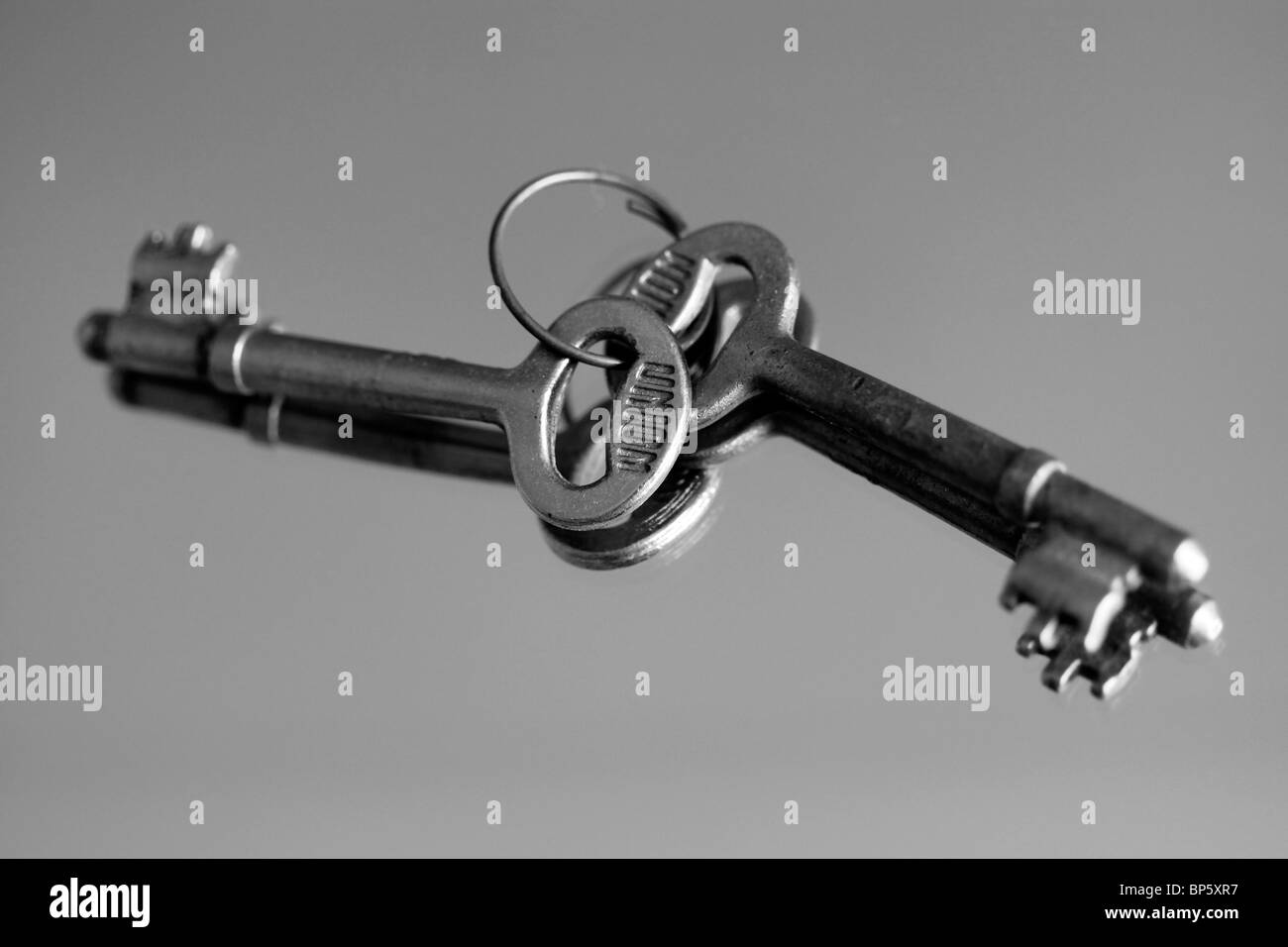 Black and white photograph of two keys Stock Photo - Alamy