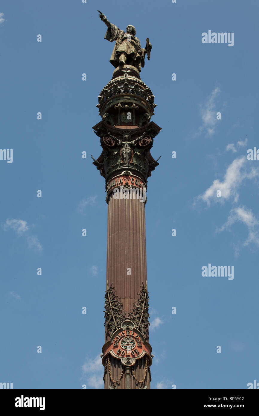 Barcelona Monument a Colom, close-up Stock Photo - Alamy