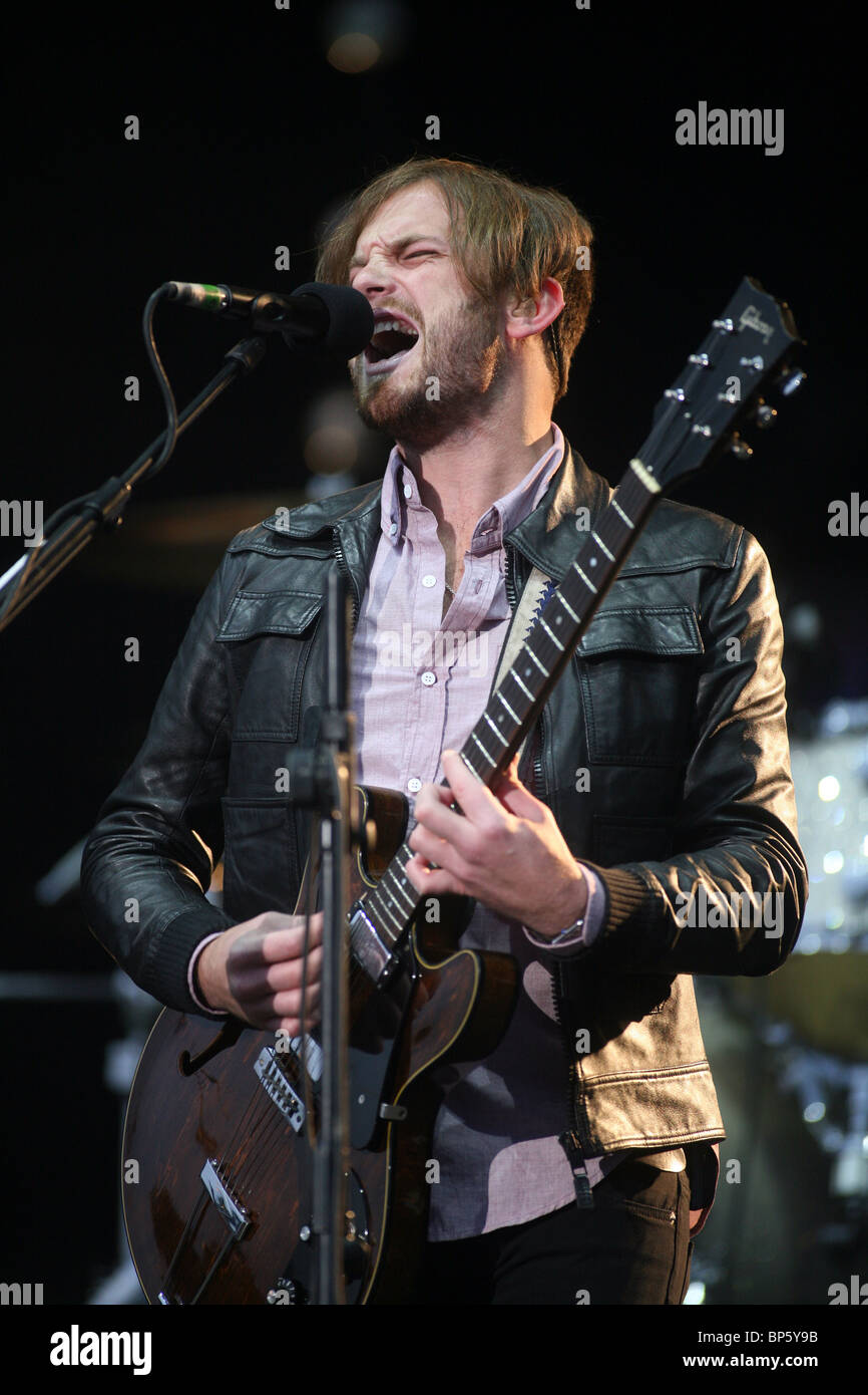 Caleb Followill of Kings of Leon performing live on stage at V Festival ...