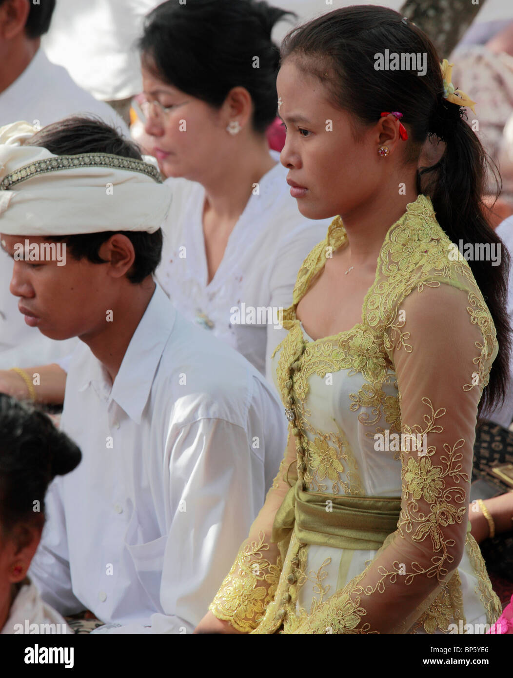 Indonesia, Bali, Mas, temple festival, people, odalan, Kuningan holiday ...