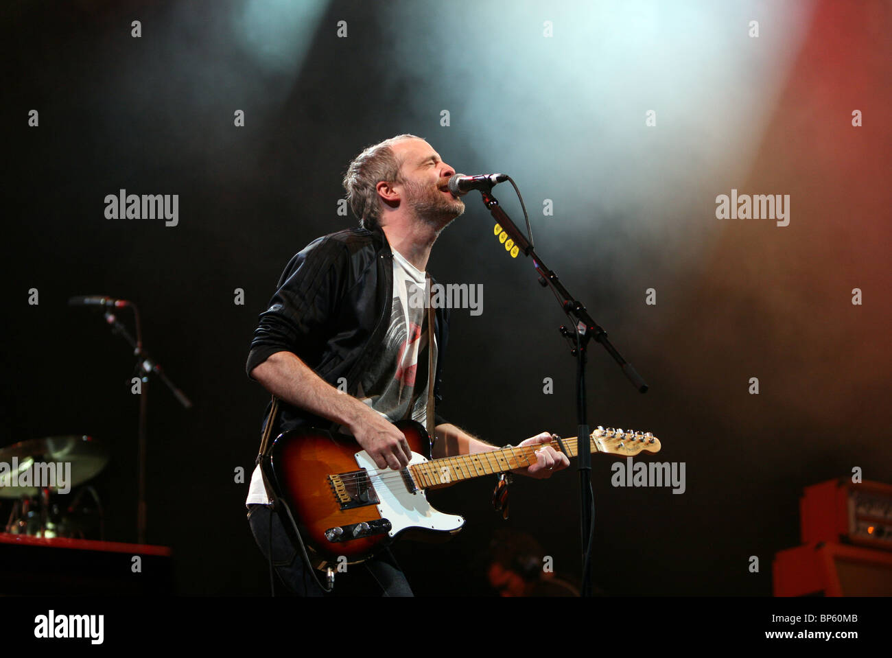 Fran Healy of Travis performing live on stage at V Festival Stock Photo ...