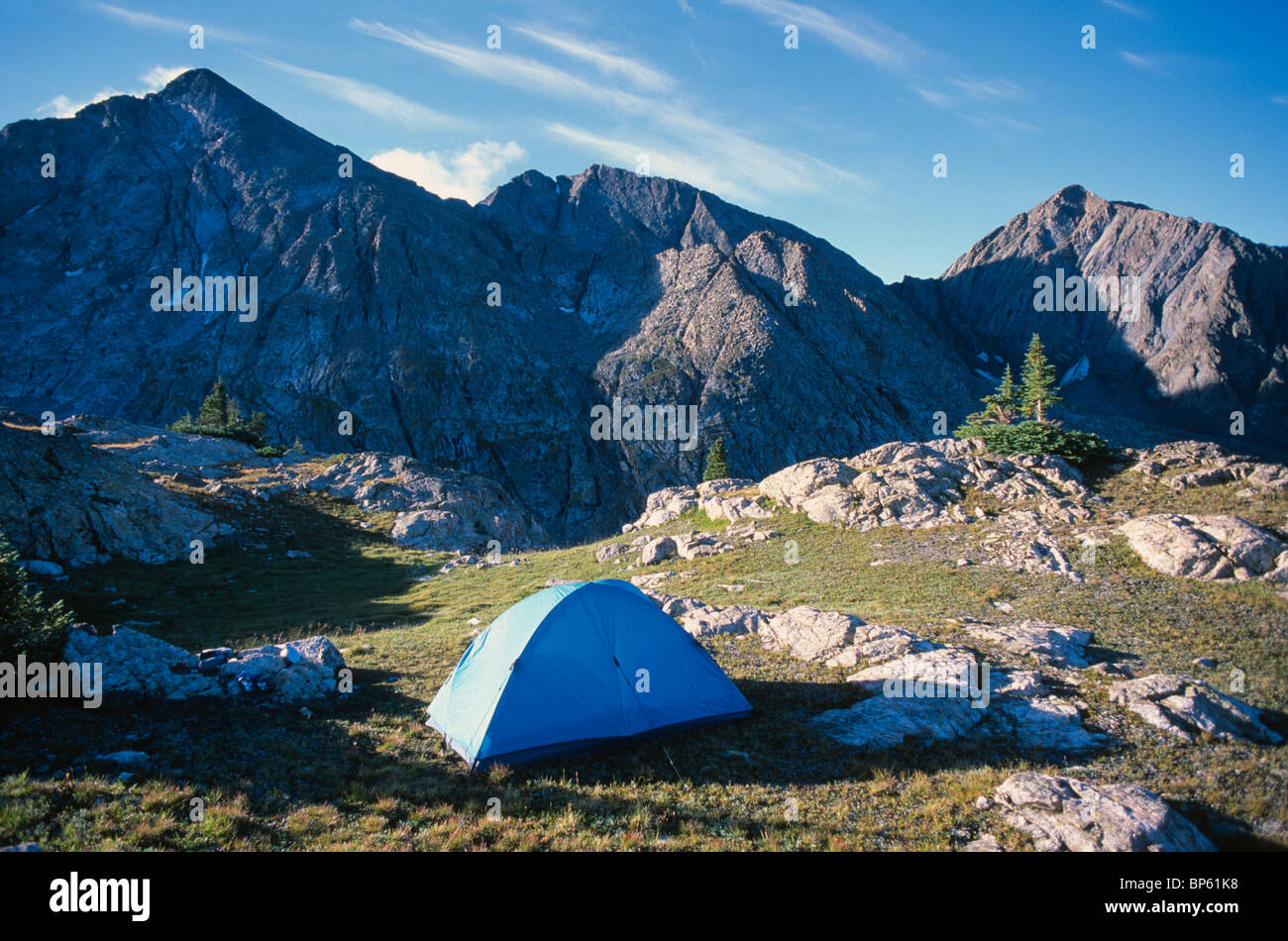 Tent camping in Collegiate Peaks wilderness area, Colorado, USA Stock ...