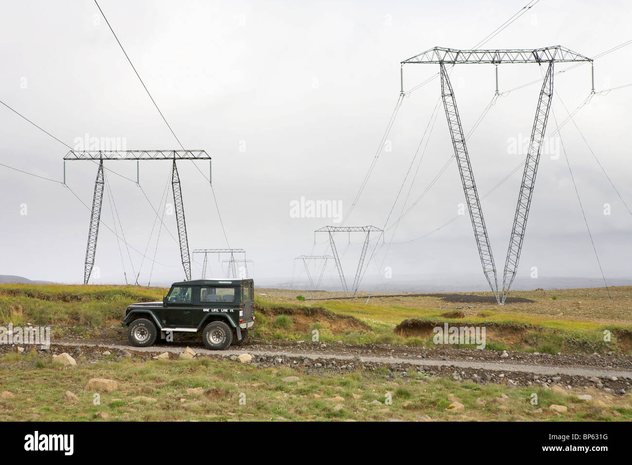Power lines and pylons in the interior highlands of Iceland Stock Photo ...