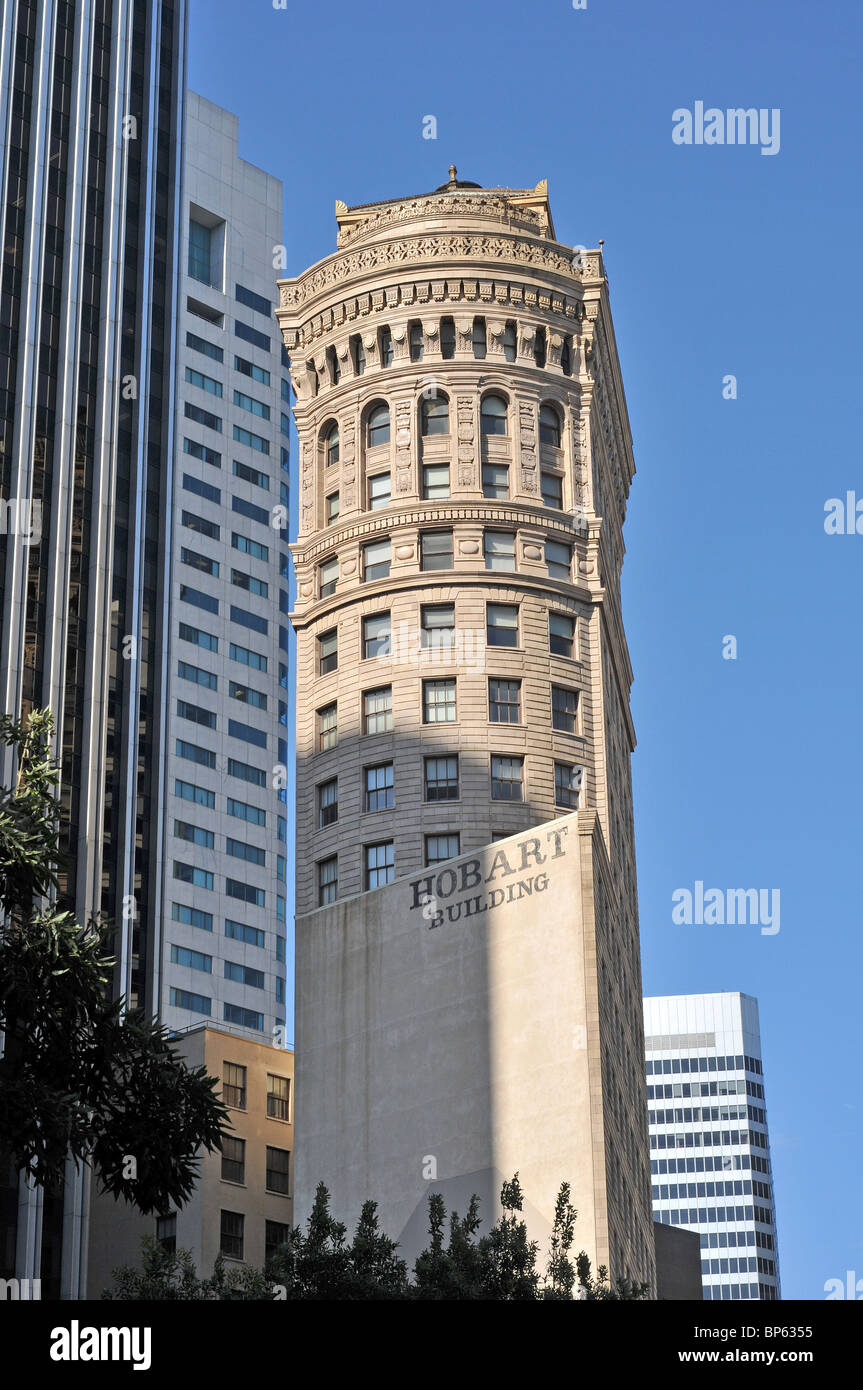 The historic facade of the Hobart Building on Market Street, San ...