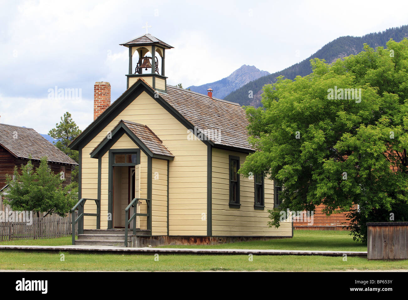 Old historic antique school building in recreation fort in British ...