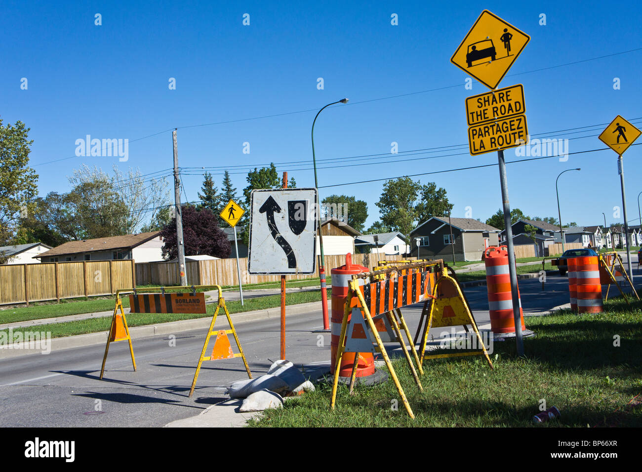 road construction work signs Stock Photo - Alamy
