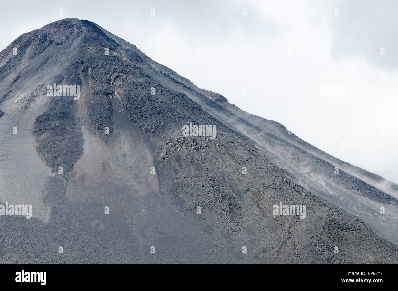 Pyroclastic bombs of ash, dust and gas roll down the cone of Arenal ...