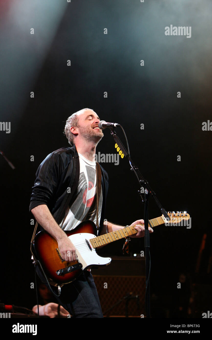 Fran Healy of Travis performing live on stage at V Festival Stock Photo ...
