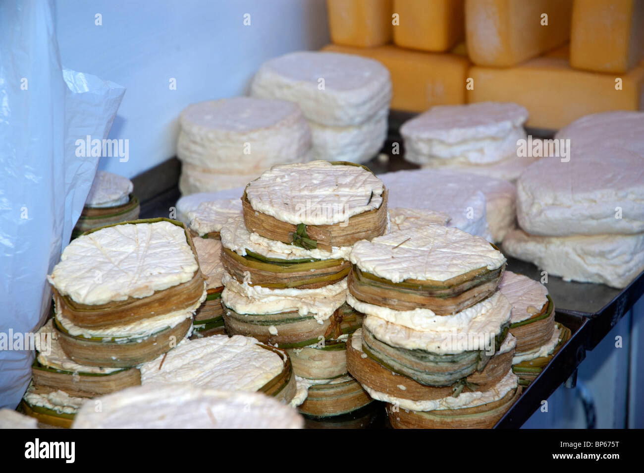 Home made cheese for sale in the market at Arequipa, Peru Stock Photo ...