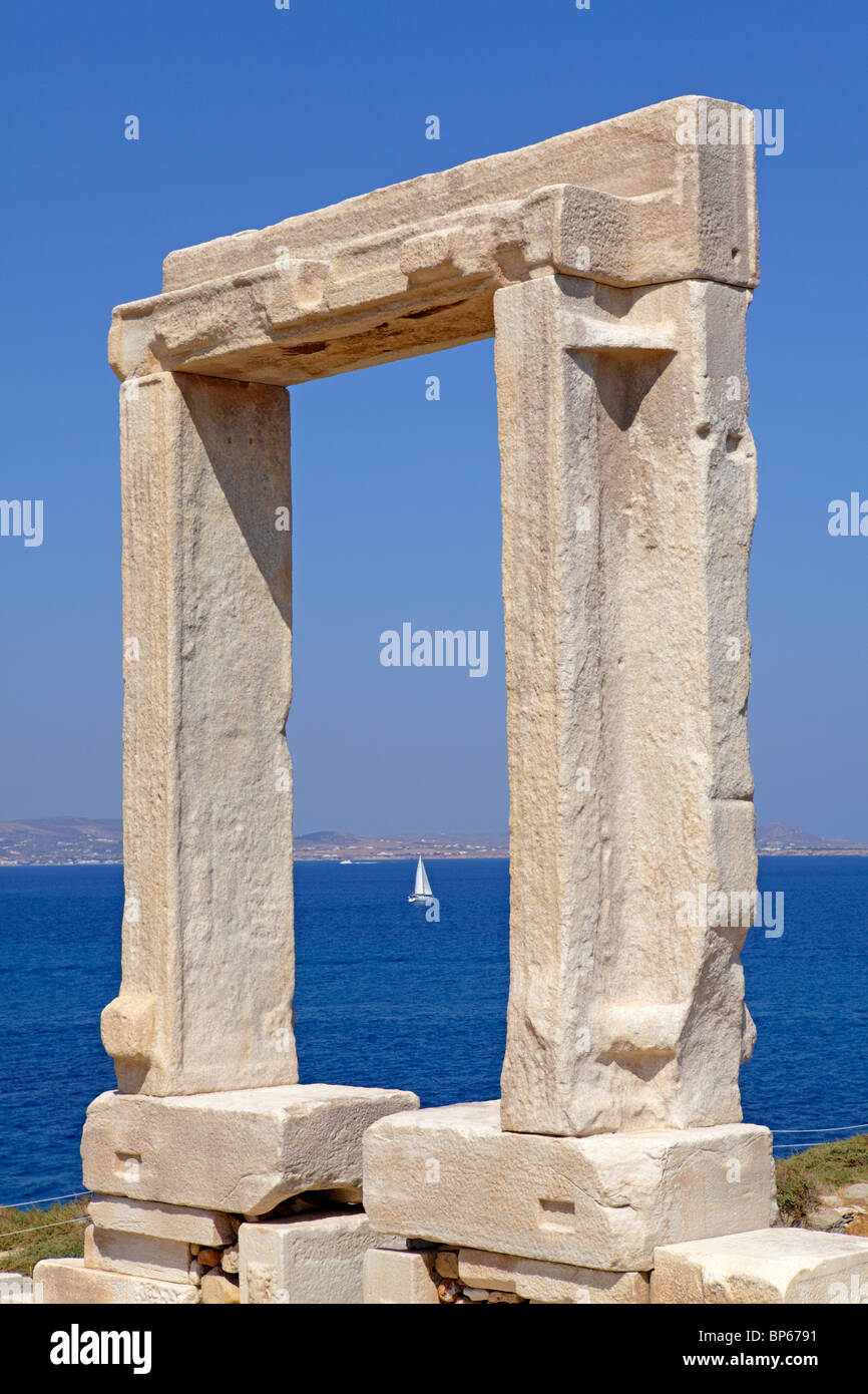 the gate of the temple of Apollo, Portara, Naxos Town, Island of Naxos ...