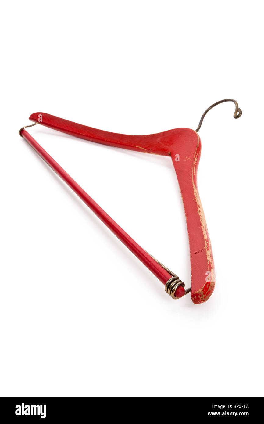 Red Wood Hanger with white background Stock Photo - Alamy
