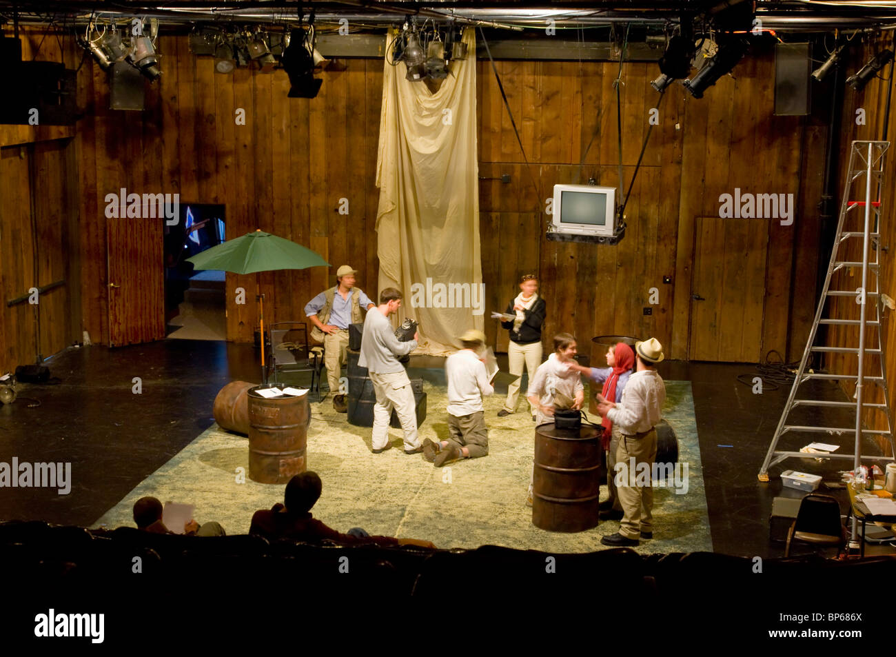 Actors rehearsing a play at the Dell Arte Theater, Blue Lake, Humboldt ...