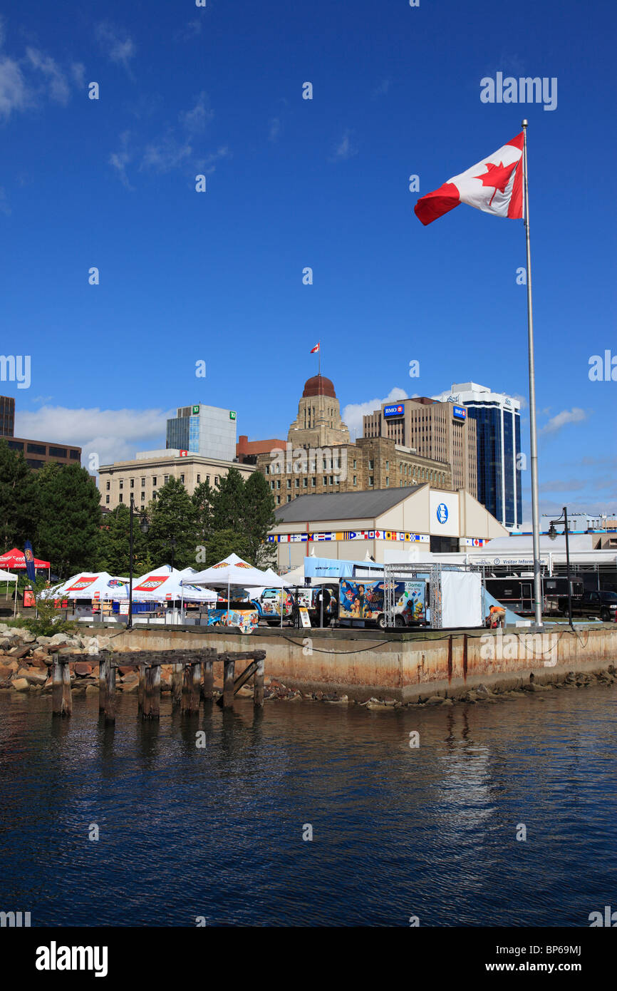 flying Canadian flag at Harbourwalk, Halifax, Nova Scotia, Canada ...