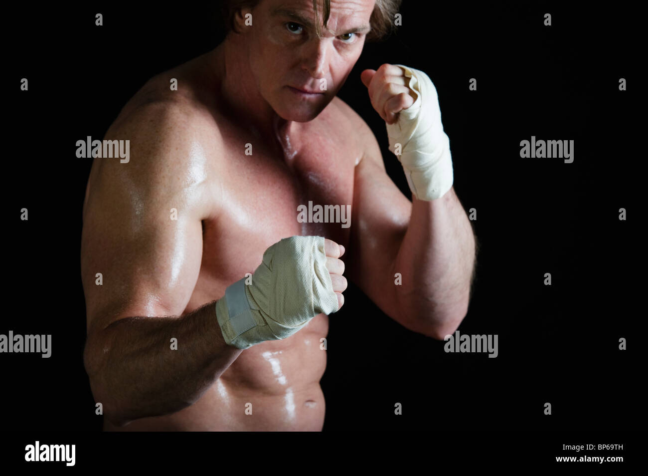Boxer with taped hands Stock Photo - Alamy