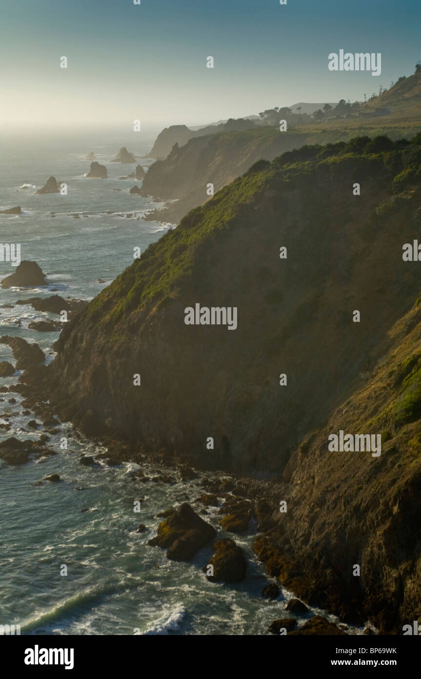 Steep and rugged cliffs along the coast near Elk, Mendocino County ...