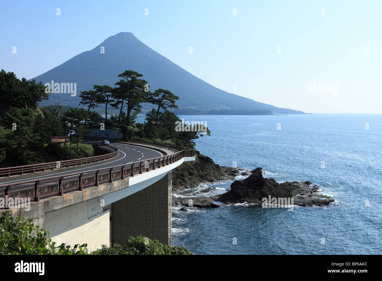 Mount Kaimon and Sebira Bridge, Minamikyushu, Kagoshima, Japan Stock ...