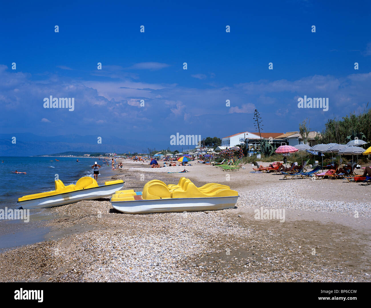 Corfu - Beach scene at the north coast resort of Akharavi Stock Photo ...