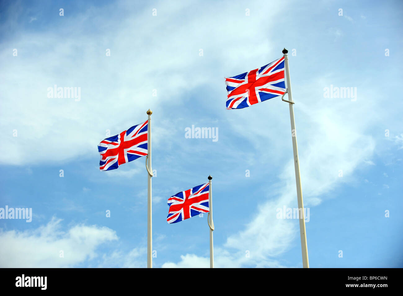 Three union jack flags Stock Photo - Alamy