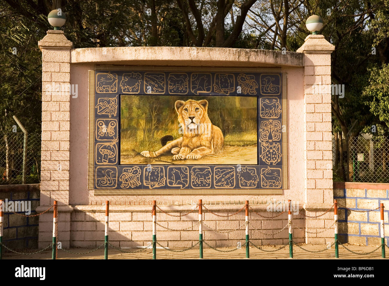A Lion Picture at the entrance to Sasan Gir National Park in Gujarat ...