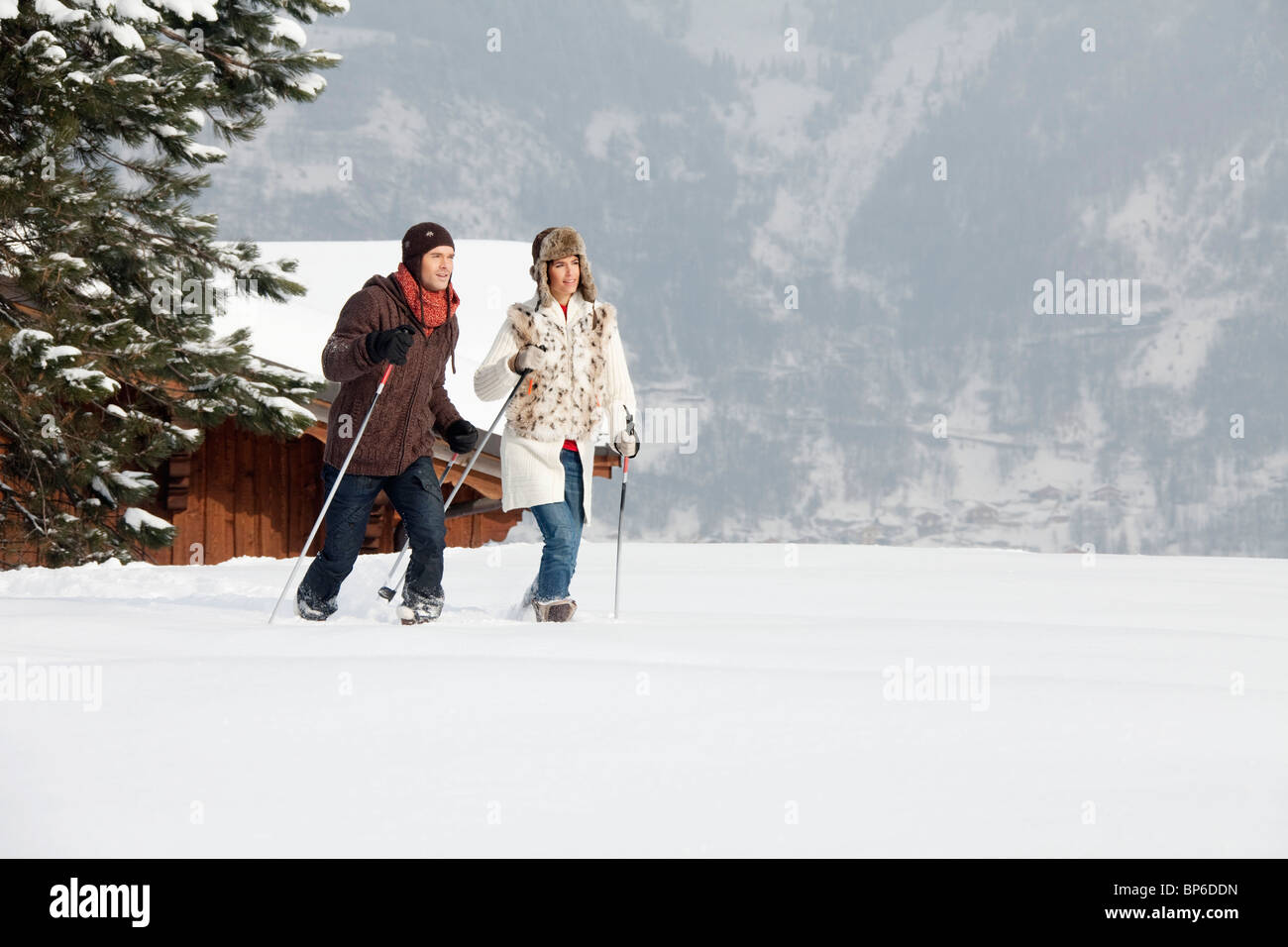 Two women snowshoeing hi-res stock photography and images - Alamy