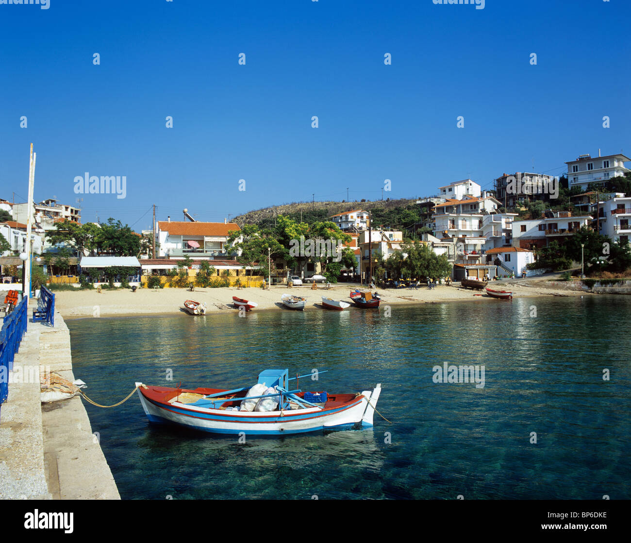 Picturesque fishing village of Skala Marion on the island of Thassos ...