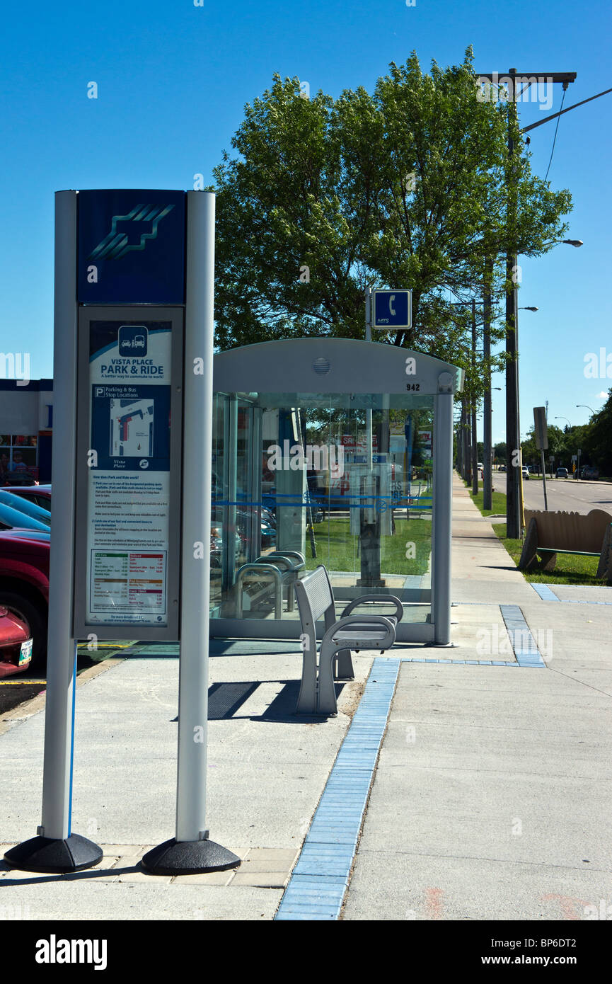 bus stop Winnipeg Manitoba Canada Stock Photo - Alamy