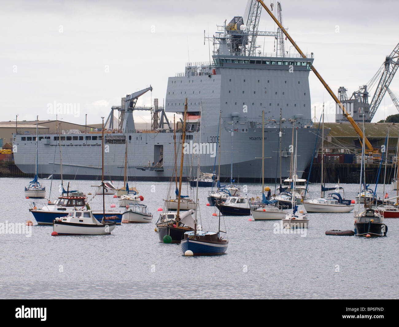 Naval ship Mounts Bay in Falmouth, Cornwall, UK Stock Photo - Alamy