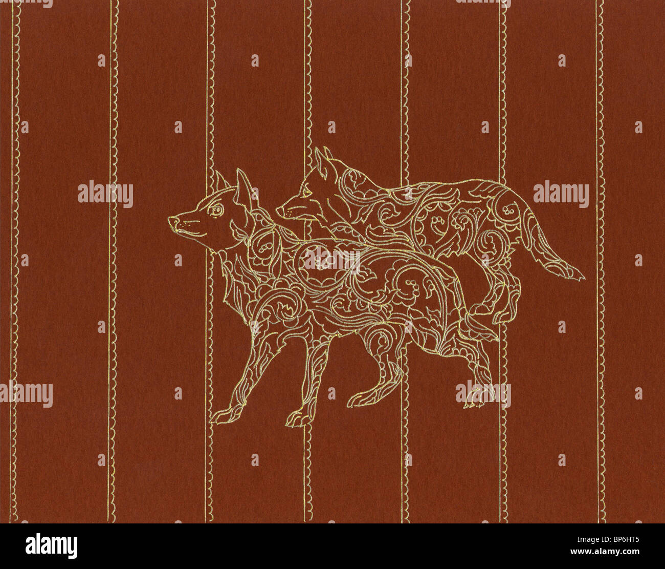 Two wolves illustration hi-res stock photography and images - Alamy