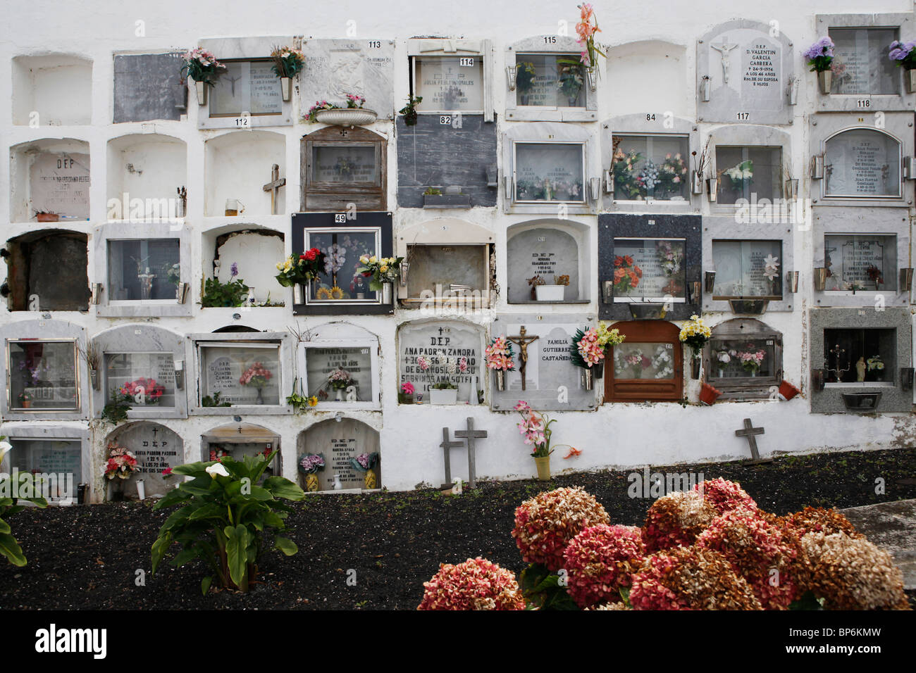 Stacked tombs in a cemetery Stock Photo - Alamy