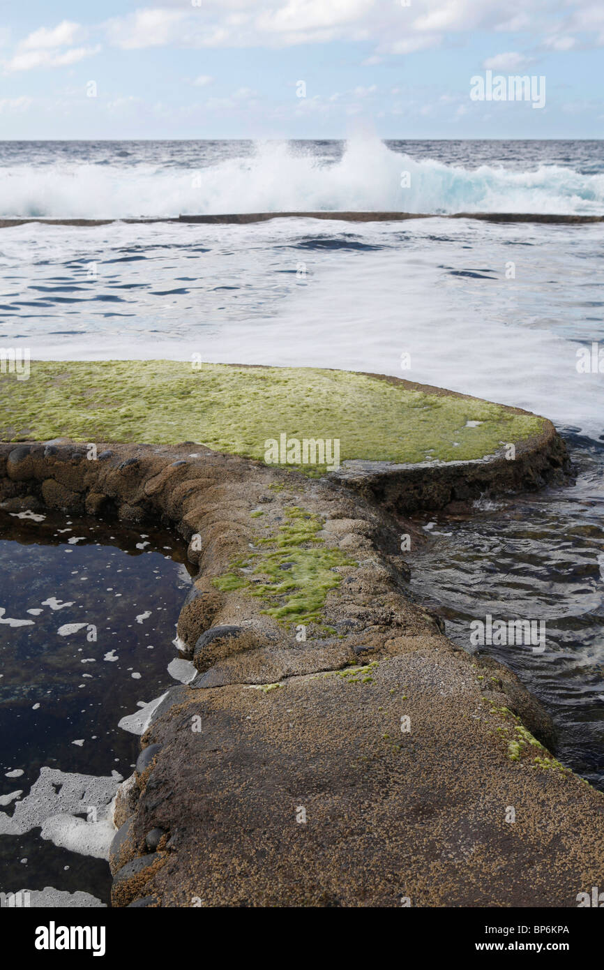Detail of a stone jetty in the sea Stock Photo - Alamy