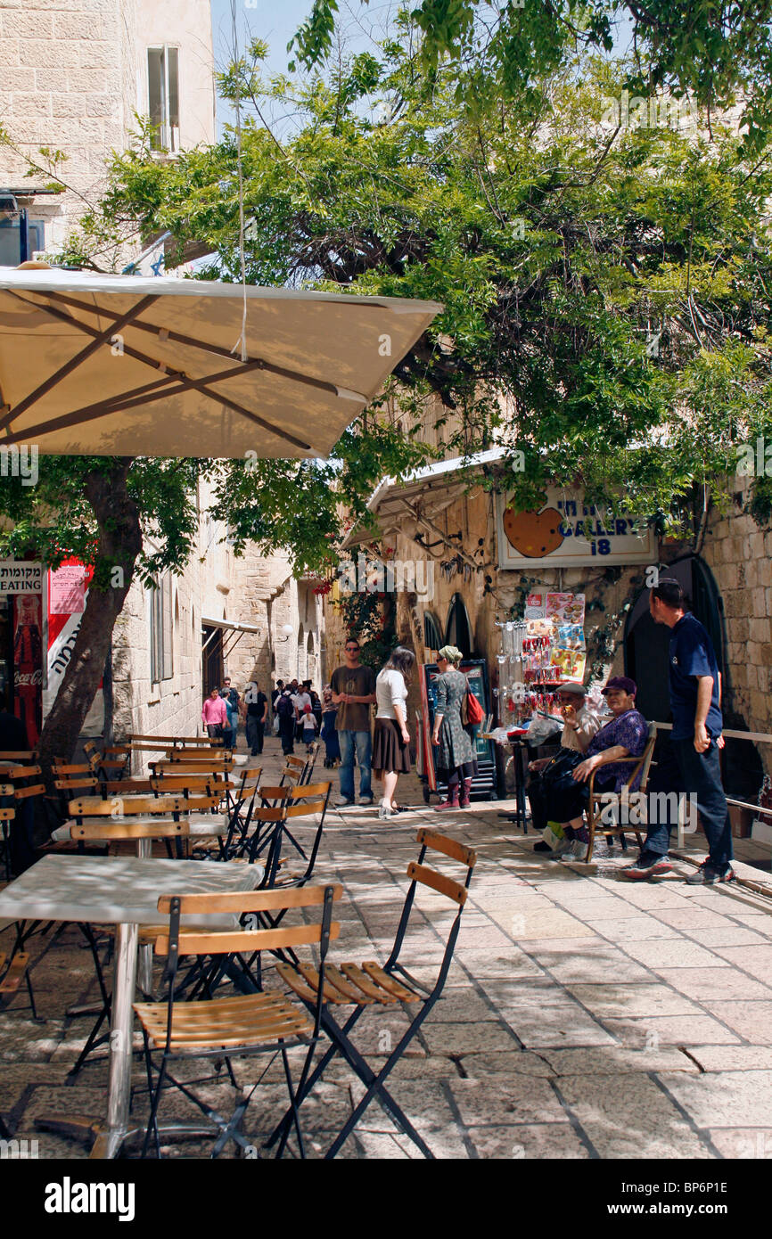 Jerusalem israel urban retro cafe street sitting shop souvenir hi-res ...