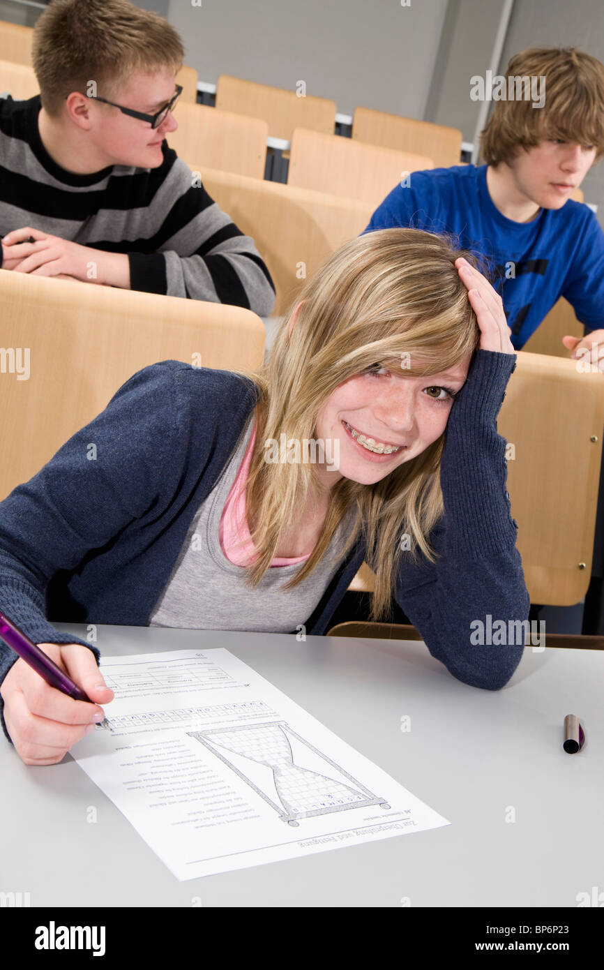 Portrait of a female high school student in class Stock Photo - Alamy