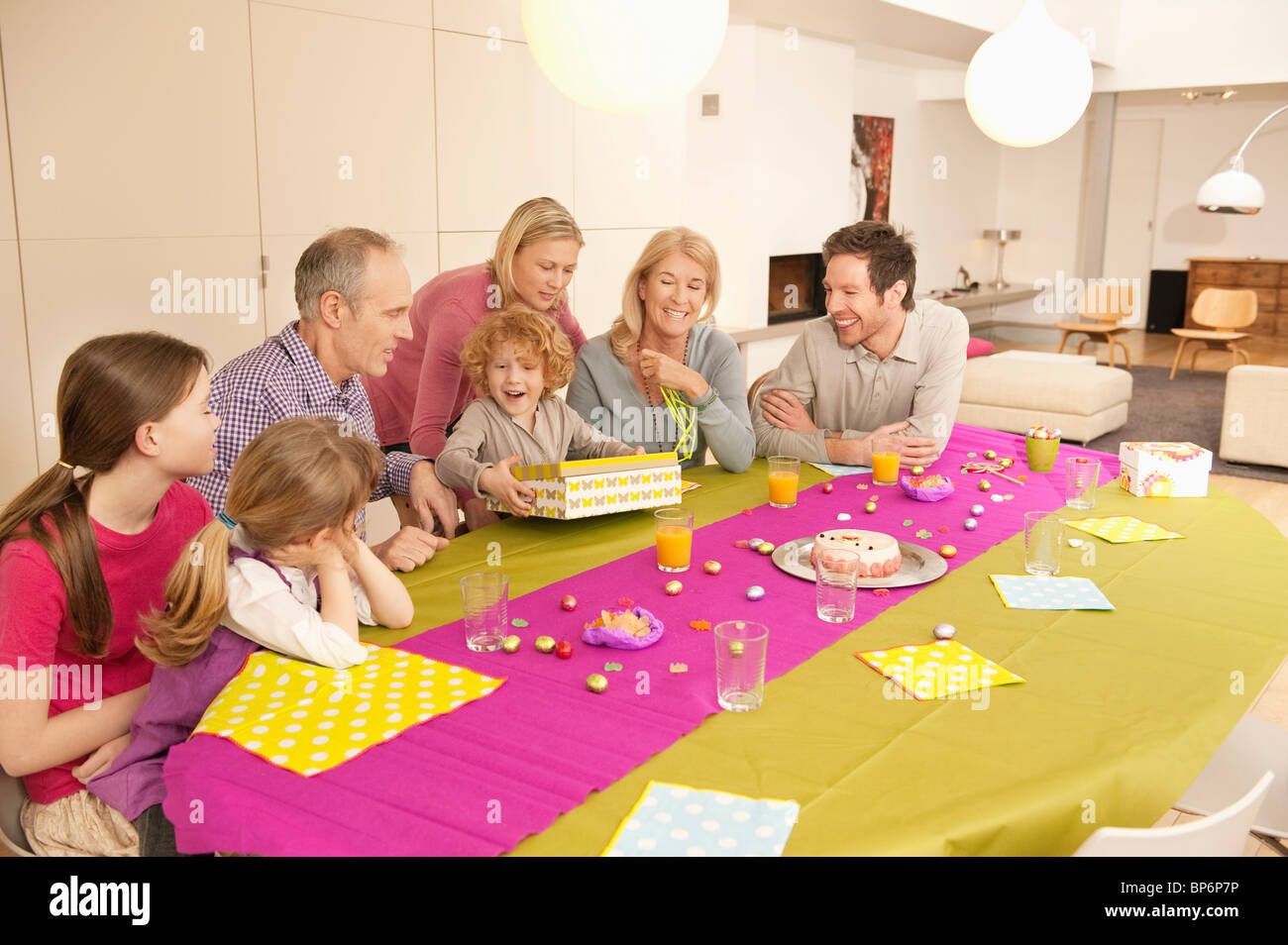 Family at a birthday celebration Stock Photo - Alamy