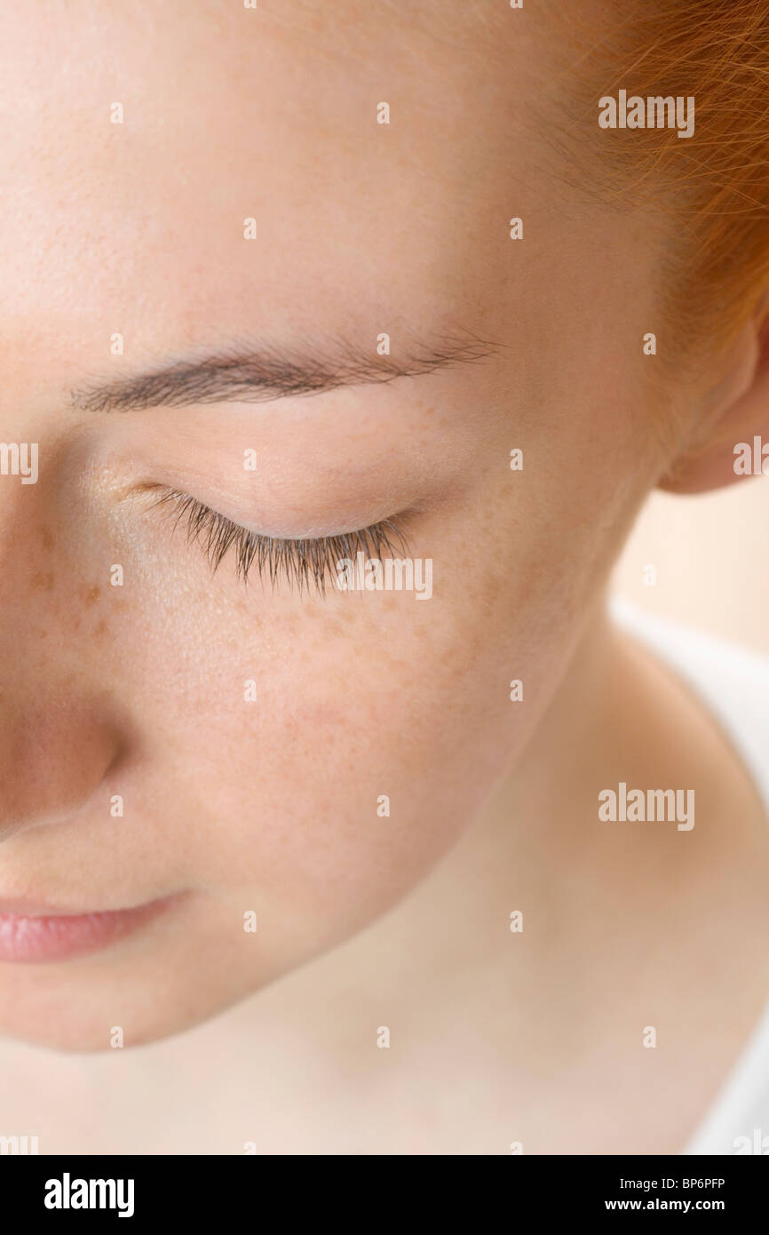 Detail of a redheaded woman's face Stock Photo - Alamy