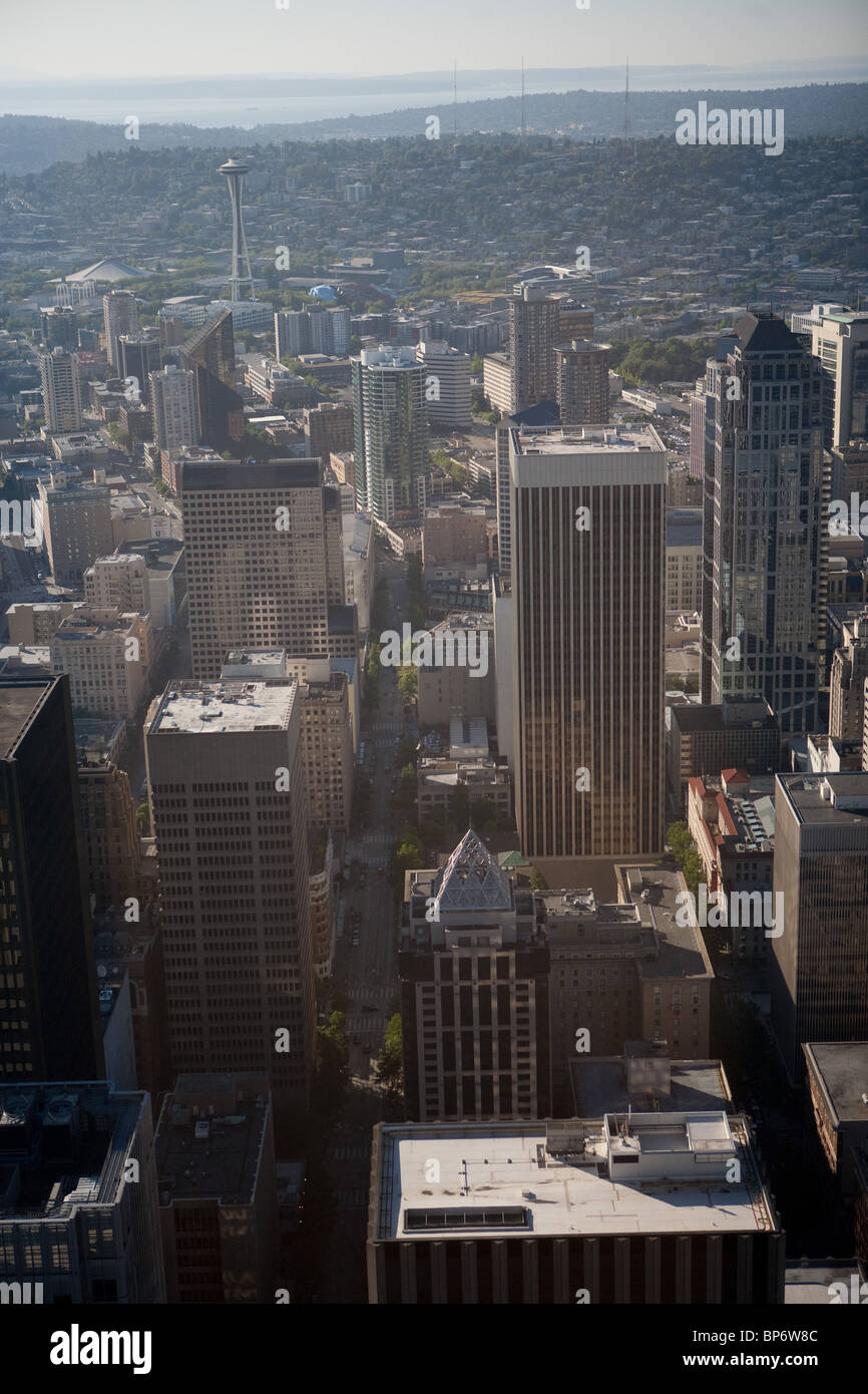 Seattle skyline and city view from top of Columbia Tower Stock Photo ...