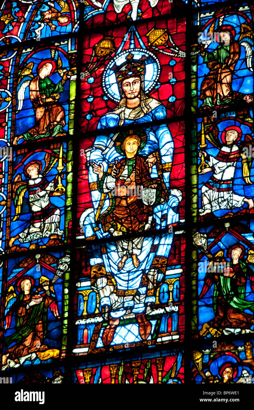 Blue Virgin window Chartres Cathedral France Stock Photo - Alamy