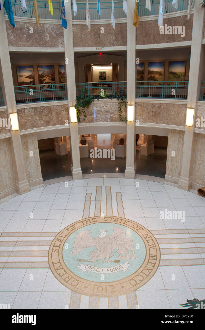Rotunda of the New Mexico state capitol building in Santa Fe with zia ...