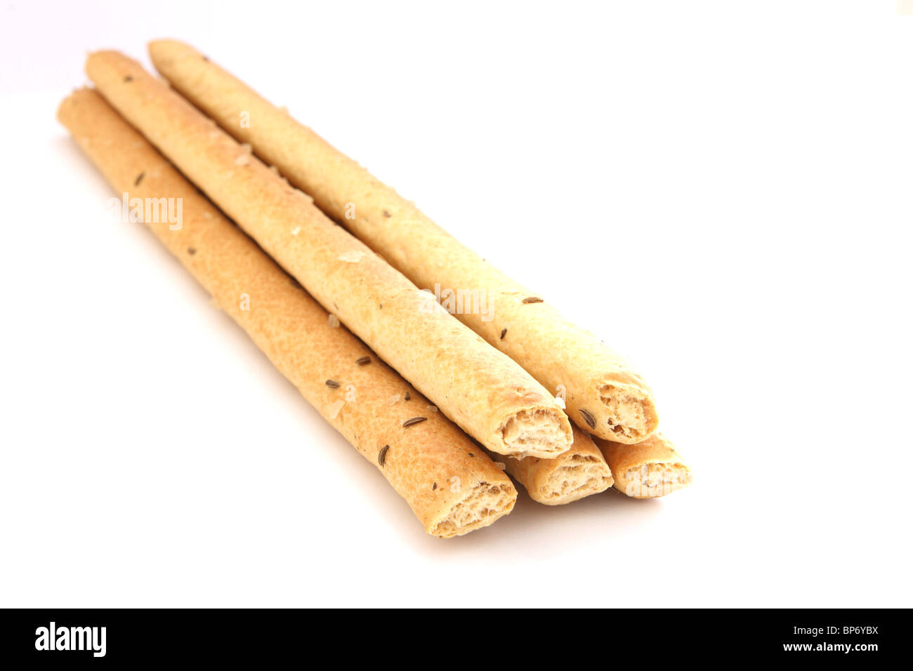 Salted bread sticks on white background Stock Photo - Alamy
