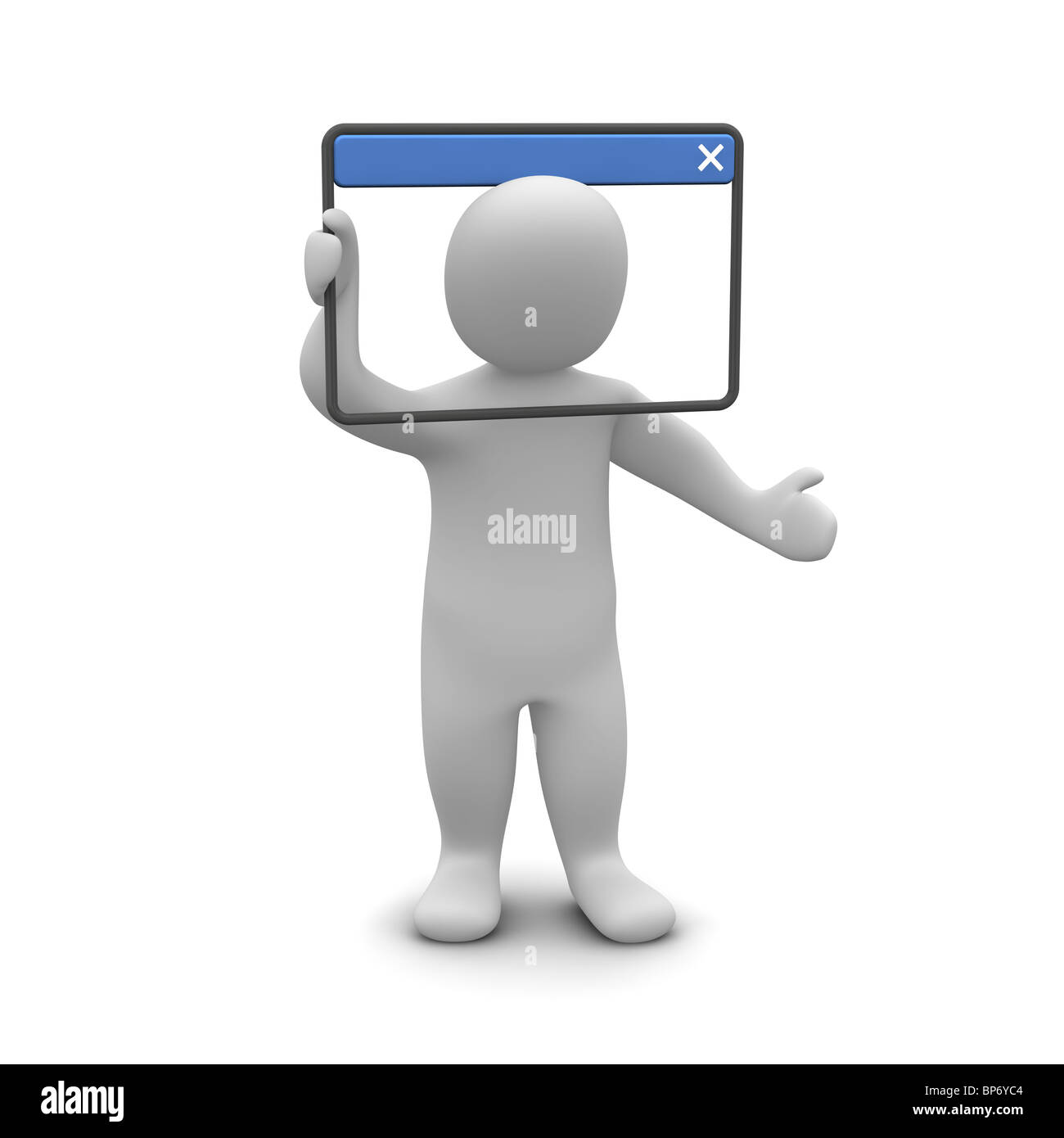 Man inside computer window. 3d rendered illustration Stock Photo - Alamy