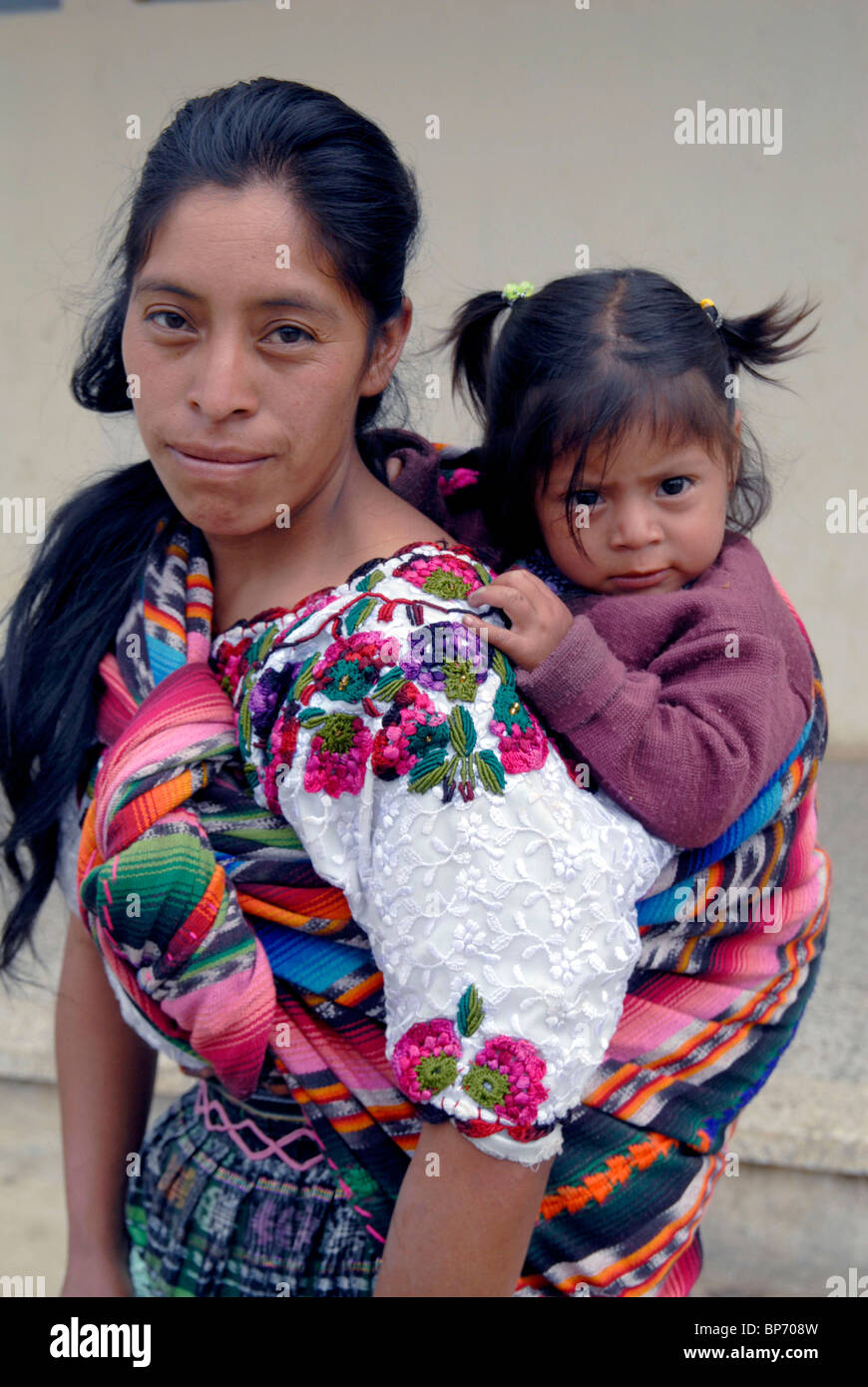 Guatemala.Native Mayan mother and daughter in the highlands of Central ...