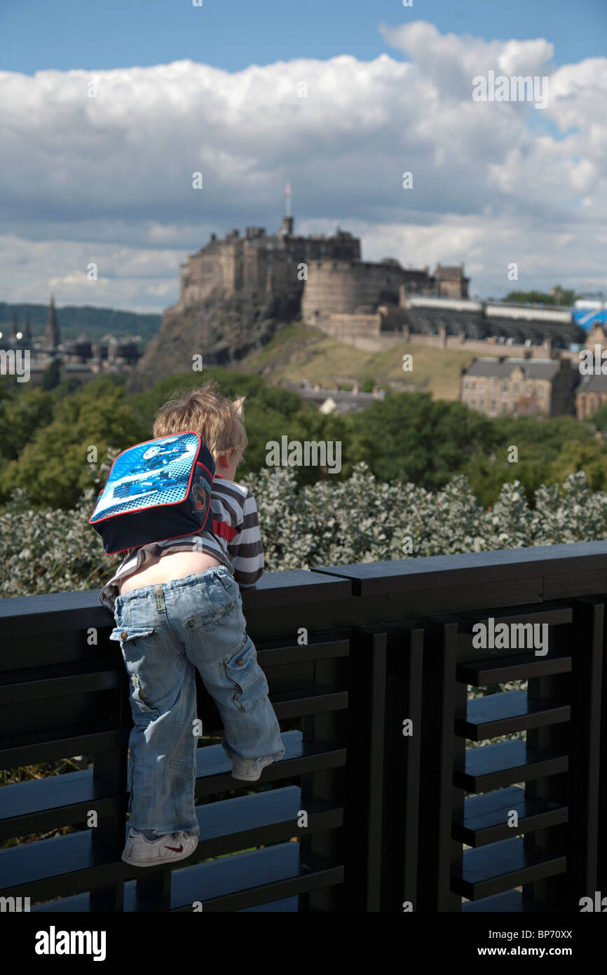 edinburgh castle in scotland and young boy Stock Photo - Alamy