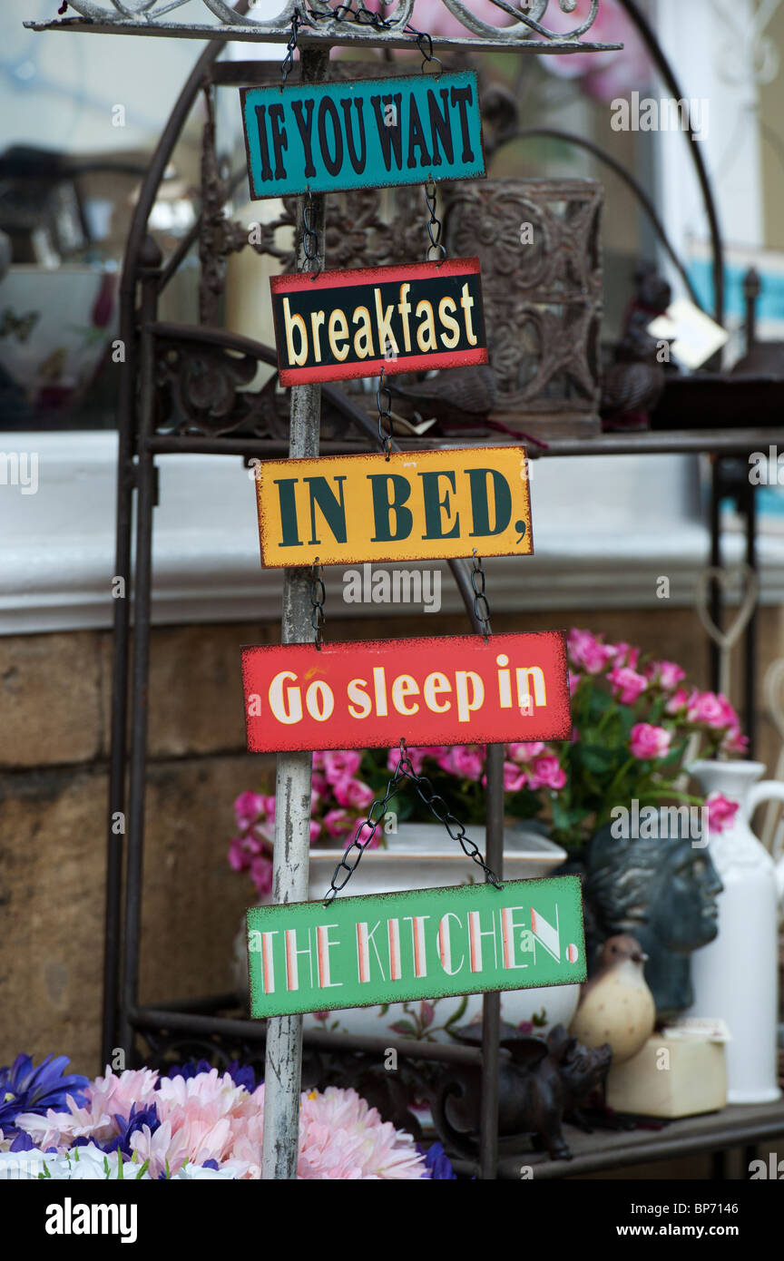 If you want breakfast in bed go sleep in the kitchen signs Stock Photo ...