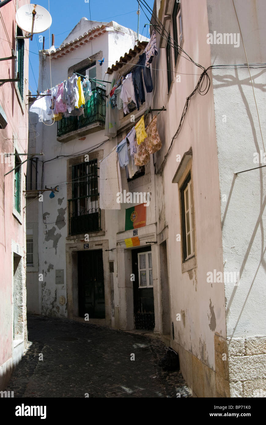 View of typical Alfama street, Lisbon, Portugal Stock Photo - Alamy