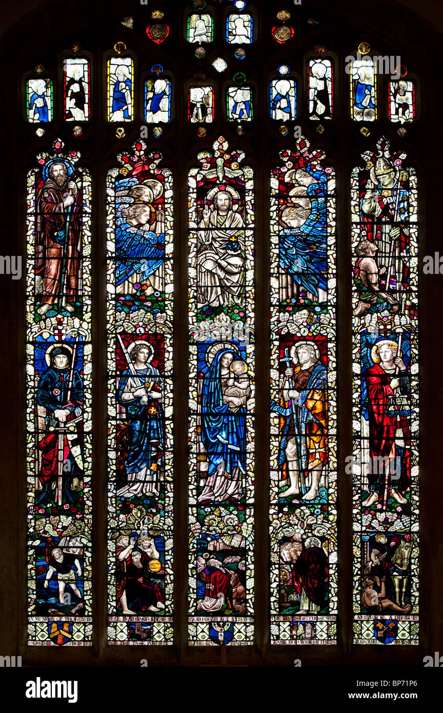 Stained glass window in St James church. Chipping Campden, Cotswolds ...