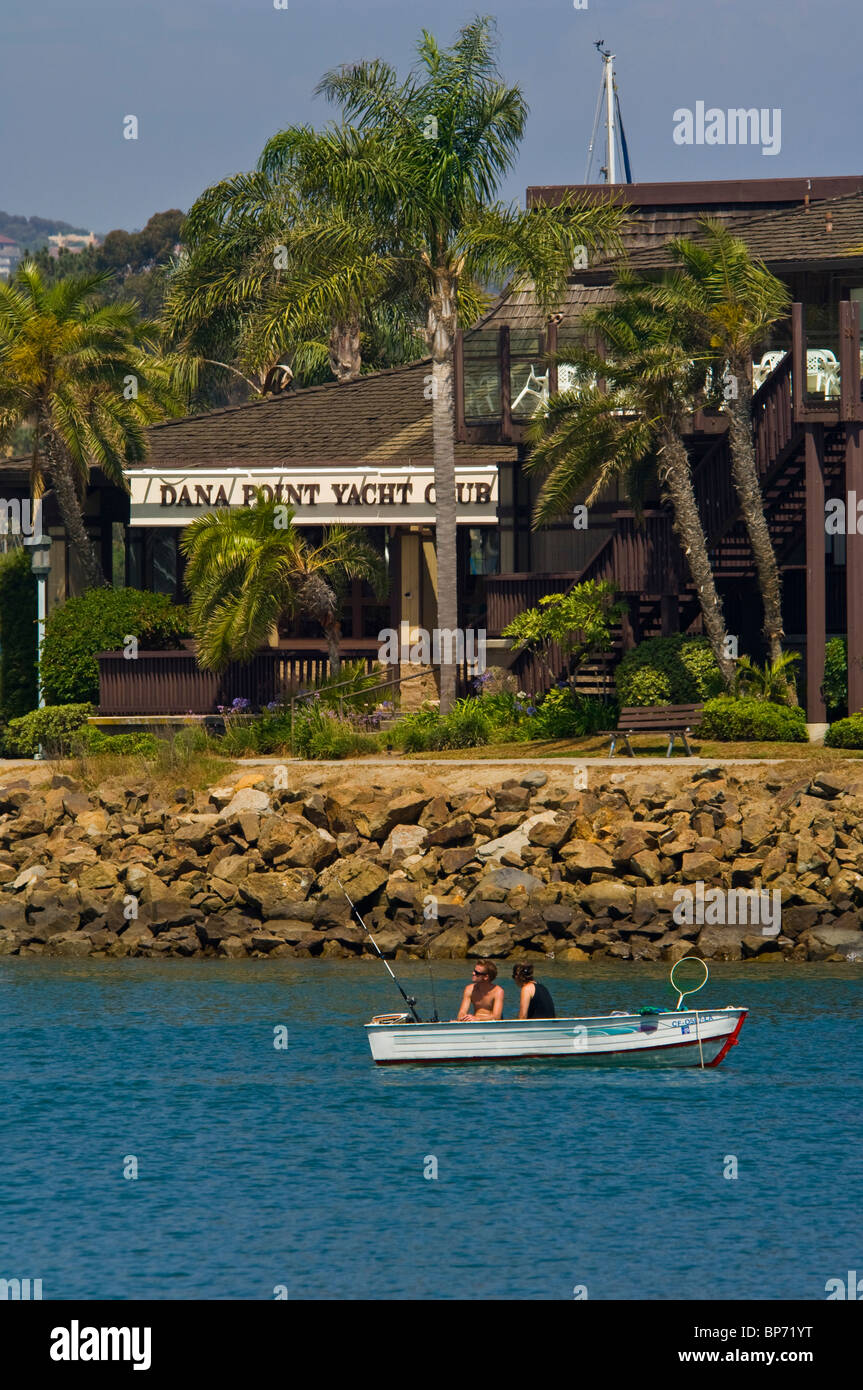 Small boat and Dana Point Yacht Club in Dana Point Harbor, Dana Point ...